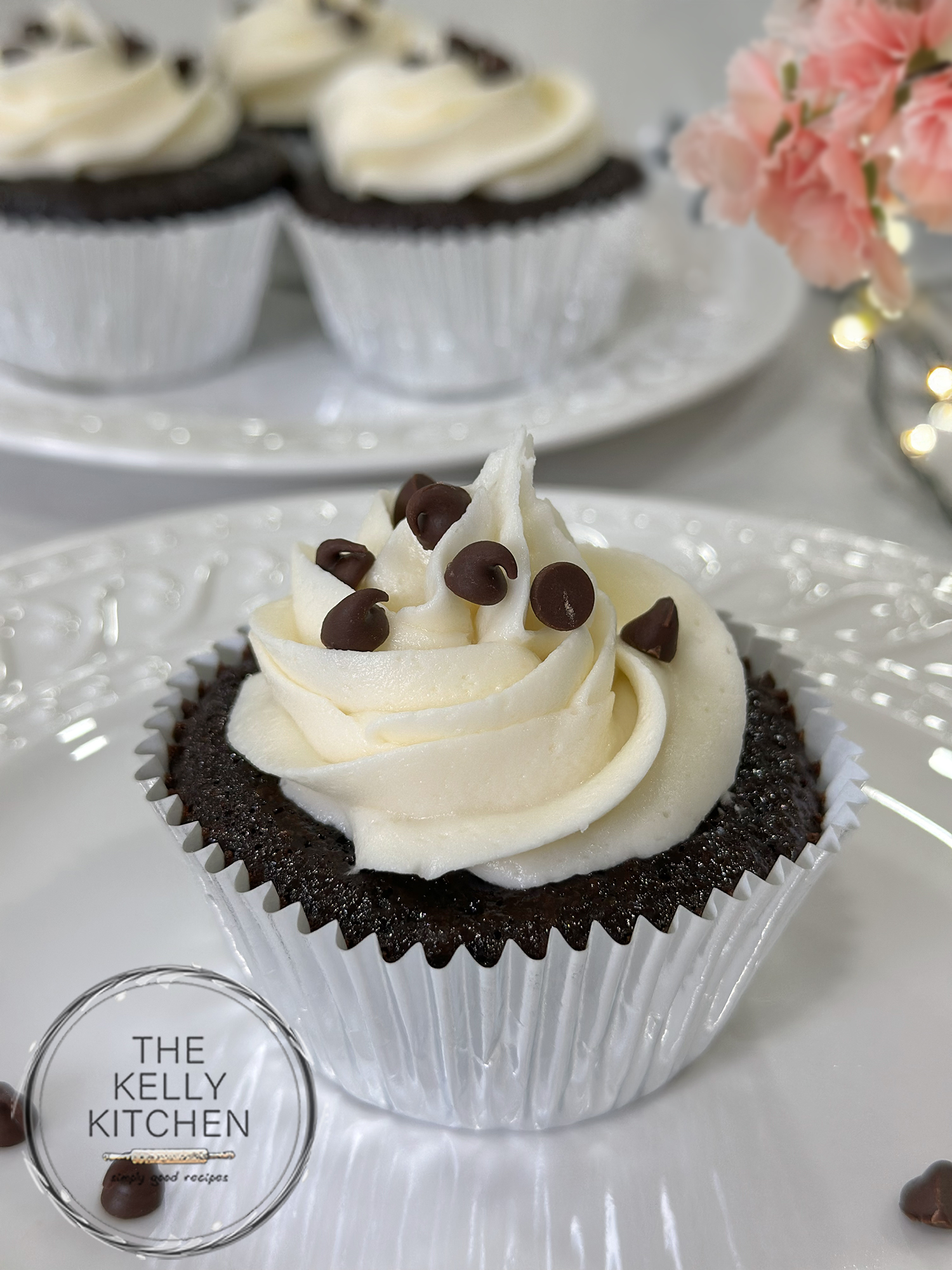 Rich Chocolate Cupcakes with Cream Cheese Frosting - THE KELLY KITCHEN